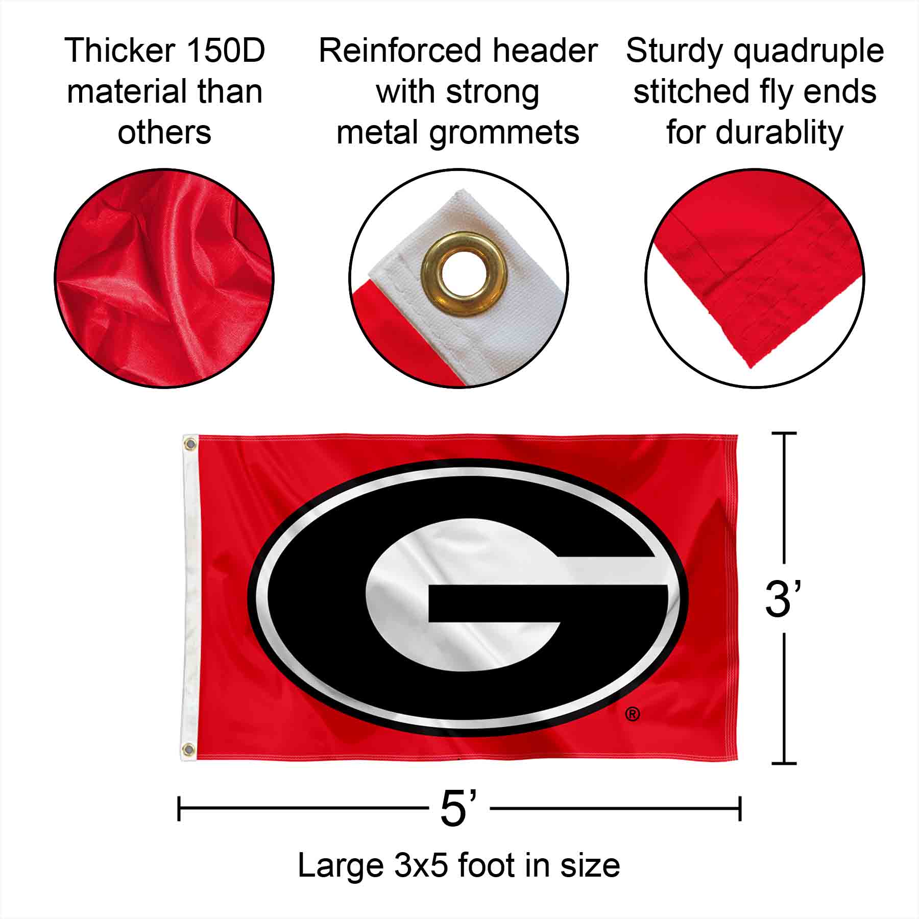 University of Georgia Bulldogs Flag UGA Large 3x5 816844014819| eBay