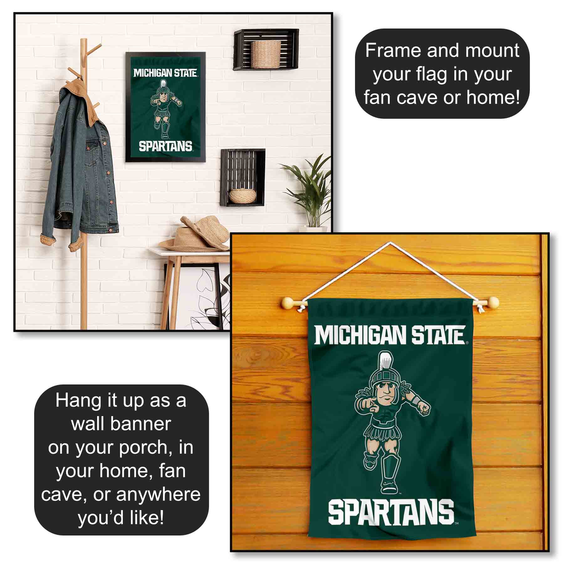 MSU Spartans Running Sparty Garden Flag and Yard Banner 840134518992 | eBay