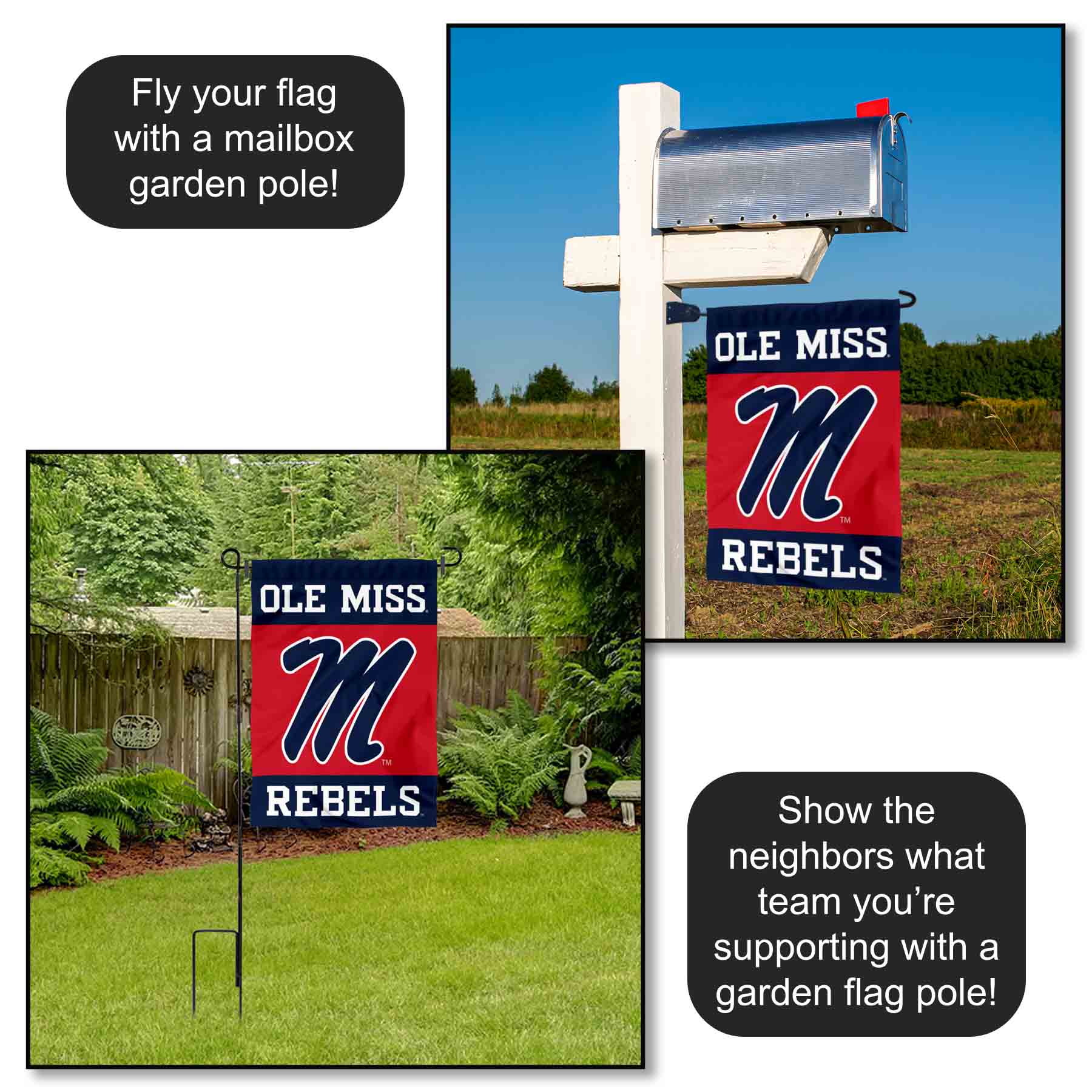 Ole Miss New Script M Garden Flag and Yard Banner 840134555454 | eBay