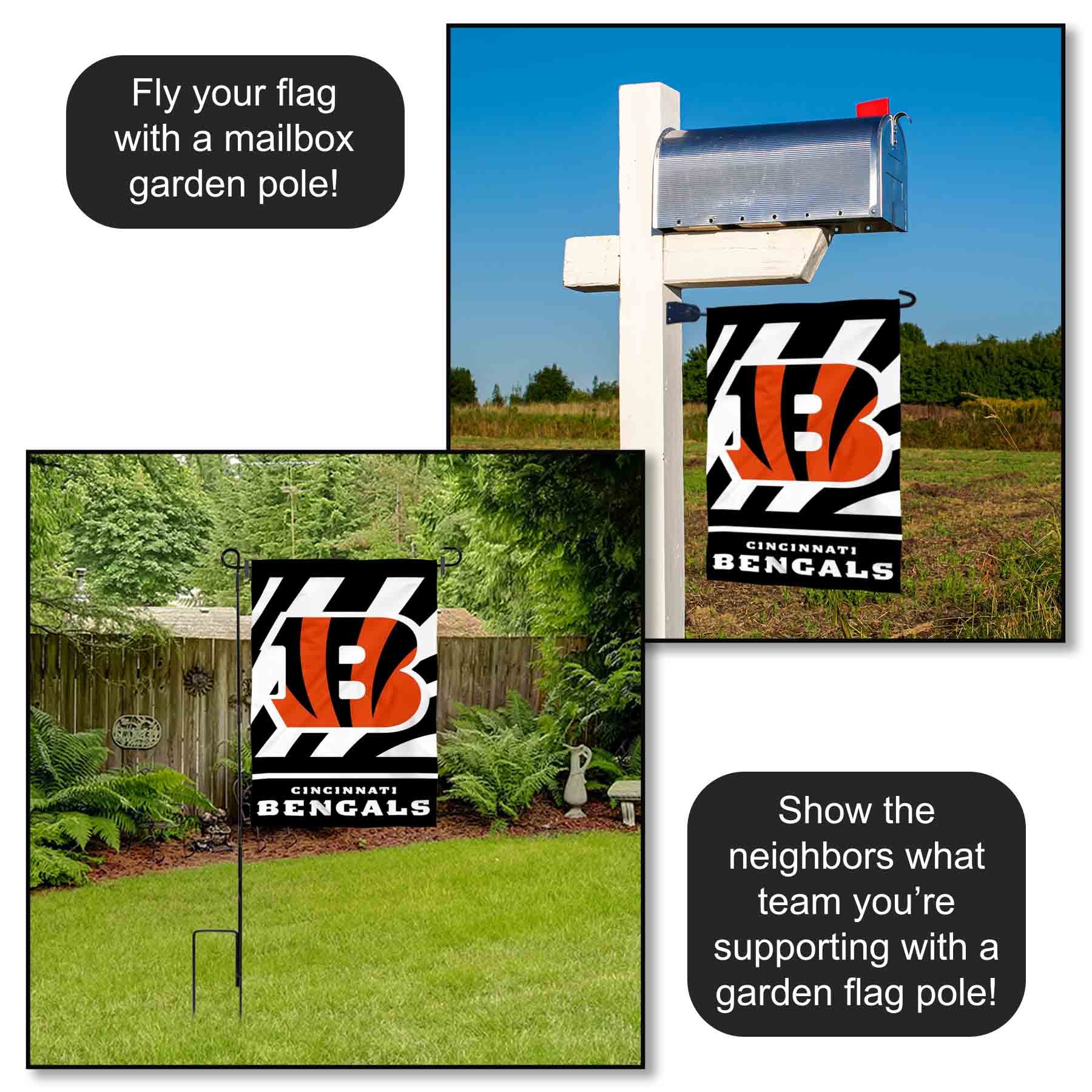 Cincinnati Bengals White Stripes Official Garden Yard Banner Flag ...