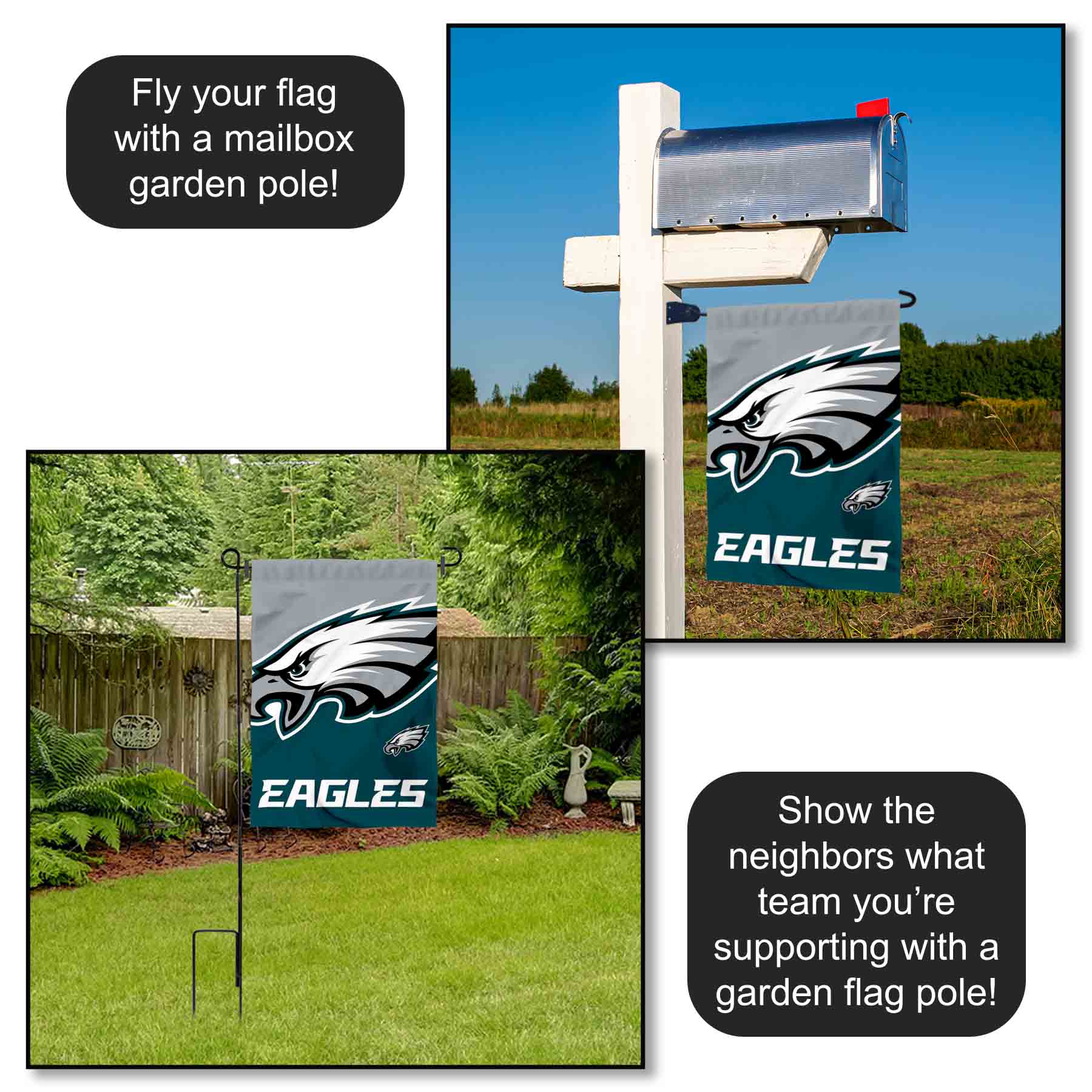 Philadelphia Eagles Large Logo Official Garden Yard Banner Flag ...