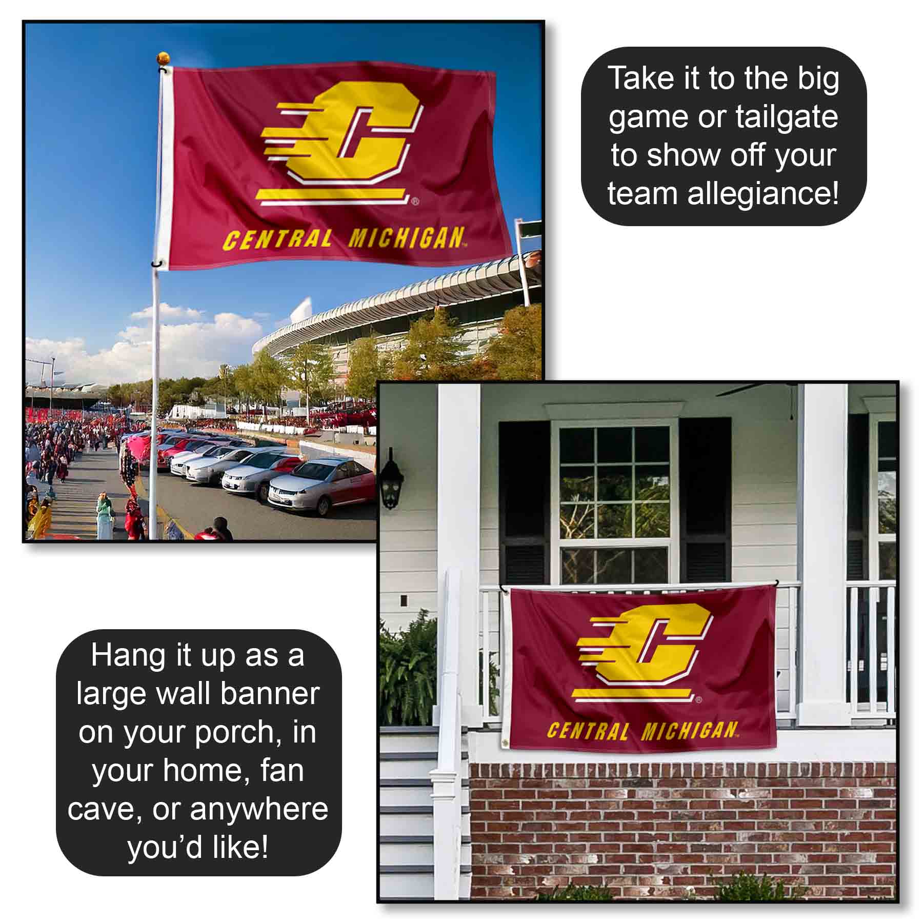 Central Michigan University Chippewas Flag CMU Large 3x5 for sale ...