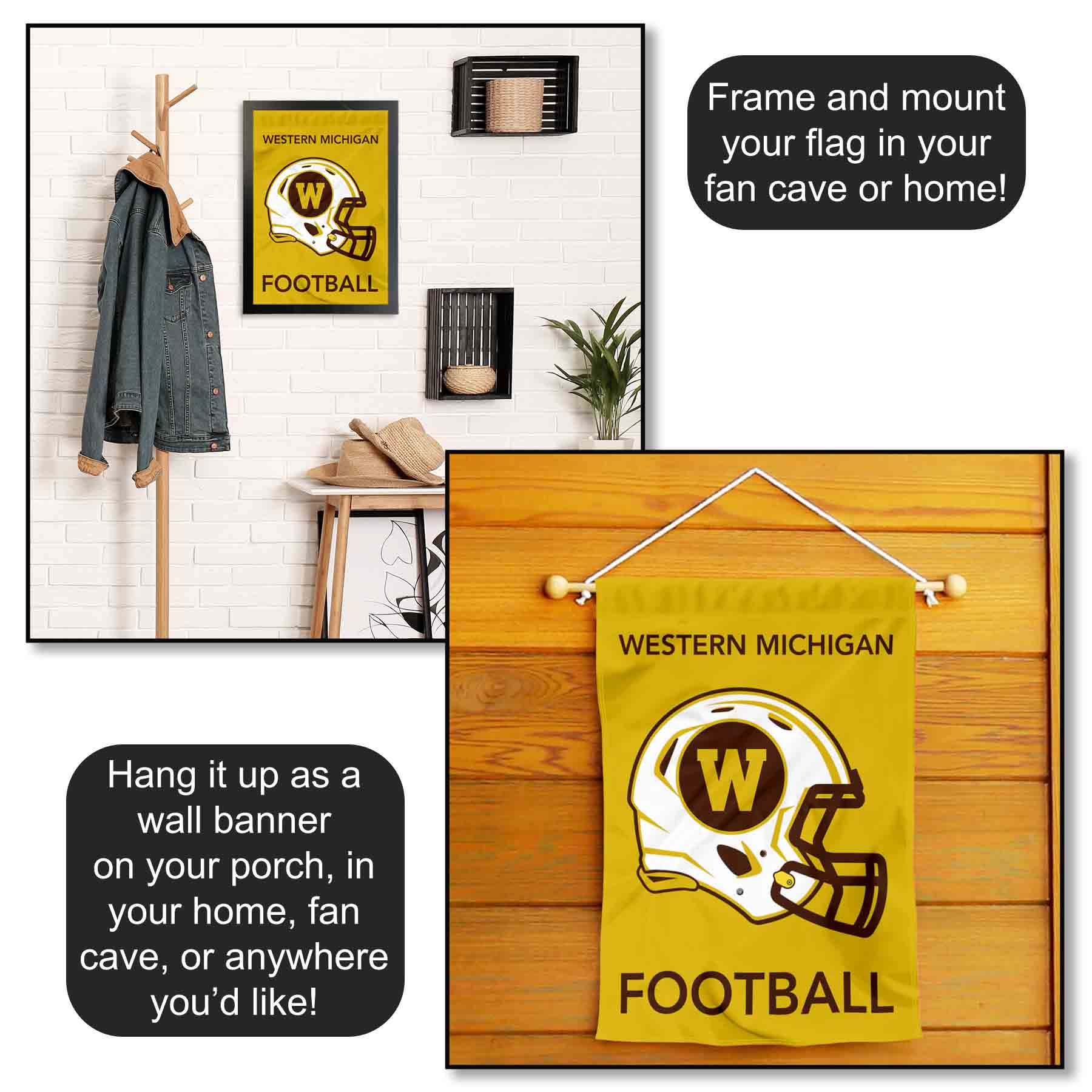 WMU Broncos Football Helmet Garden Yard Banner 840134536699 | eBay
