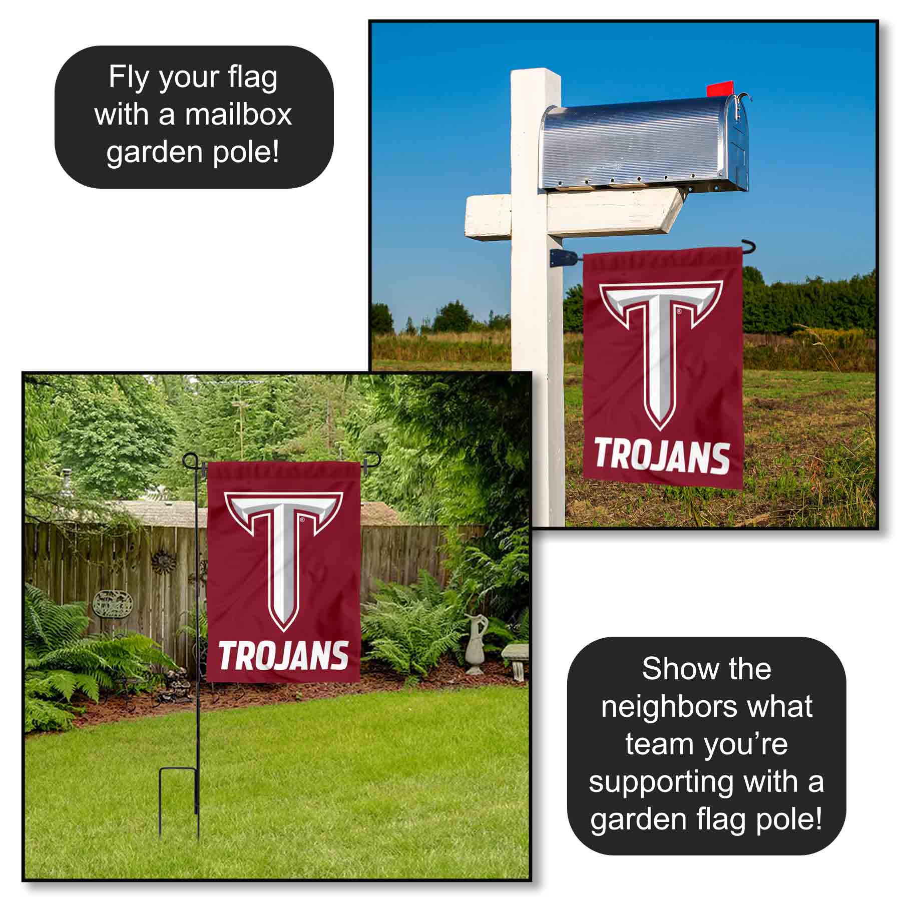 Troy Trojans Wordmark Garden Flag and Yard Banner 840134555119 | eBay