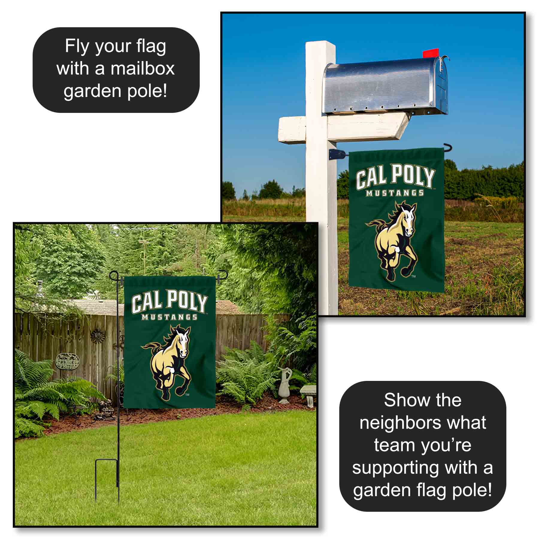 Cal Poly Mustangs Wordmark Garden Flag and Yard Banner 840134546025| eBay