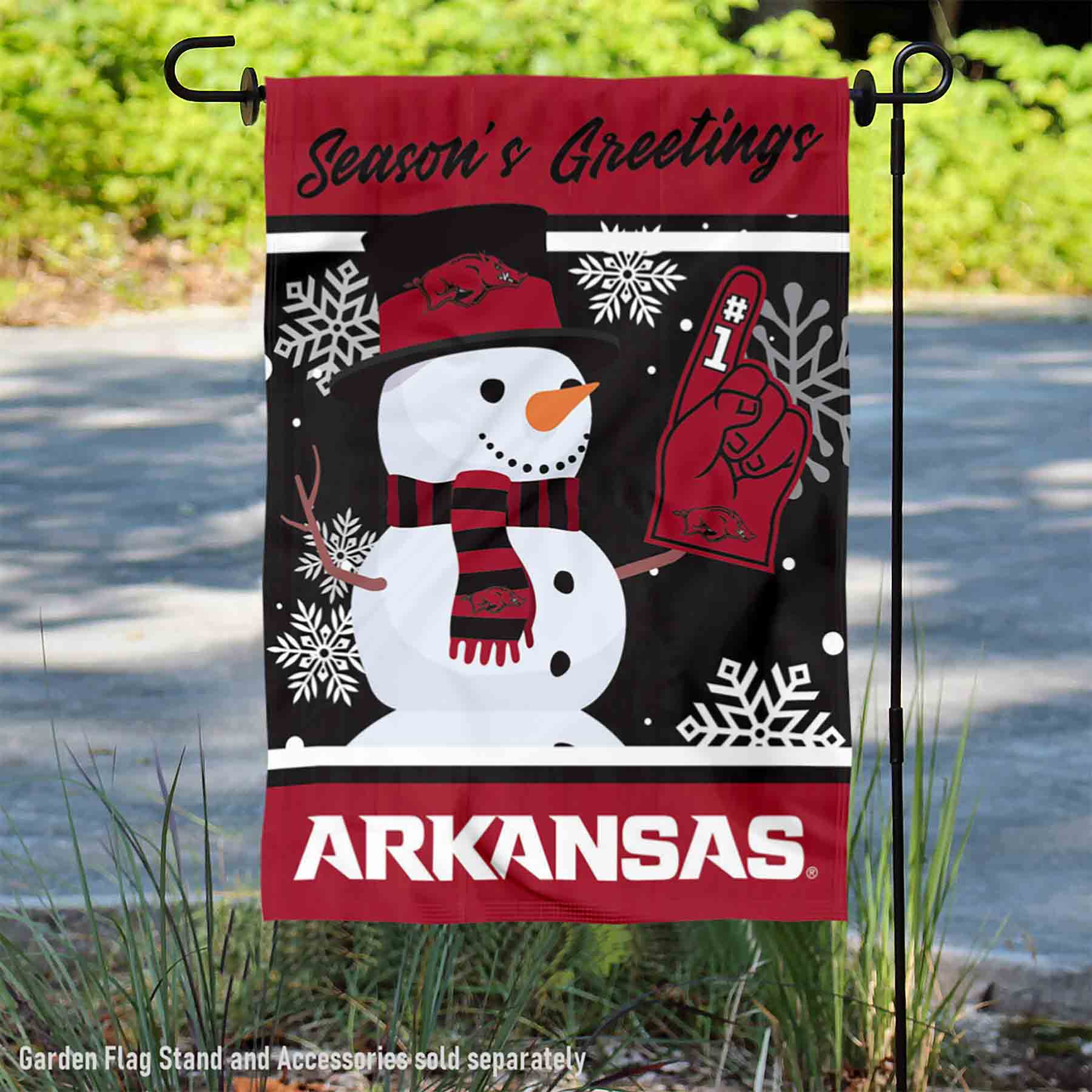 Arkansas Razorbacks Holiday Winter Snow Garden Flag and Yard Banner ...