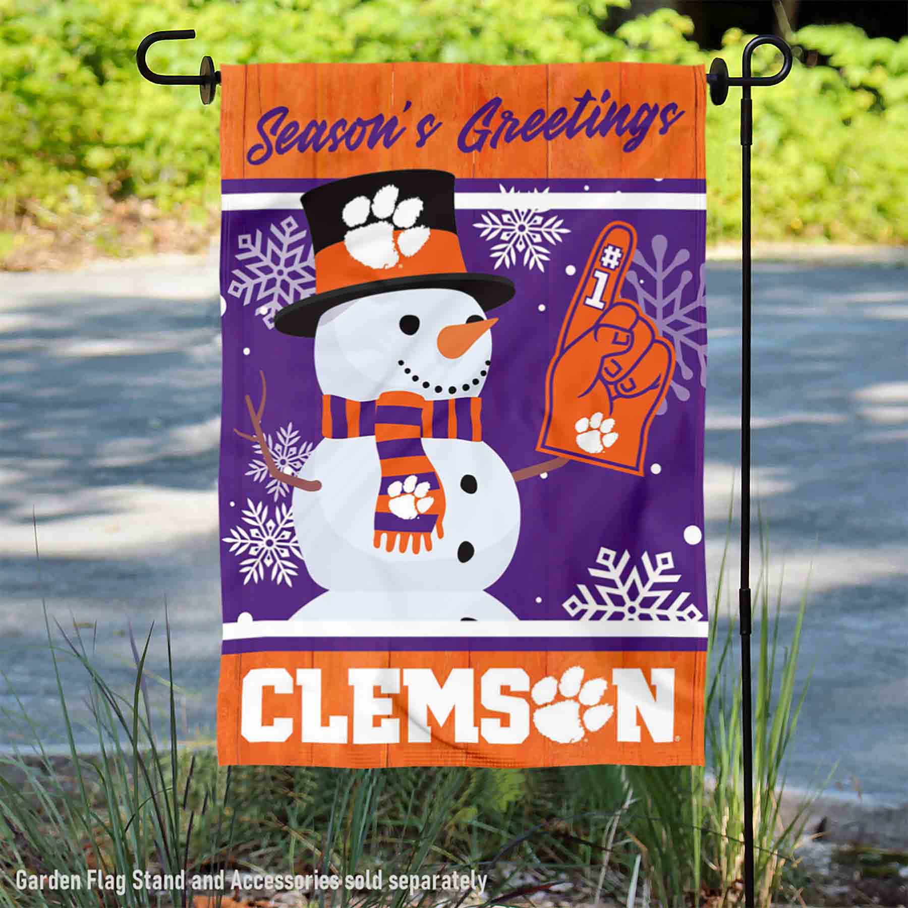 Clemson Tigers Holiday Winter Snow Garden Flag and Yard Banner ...