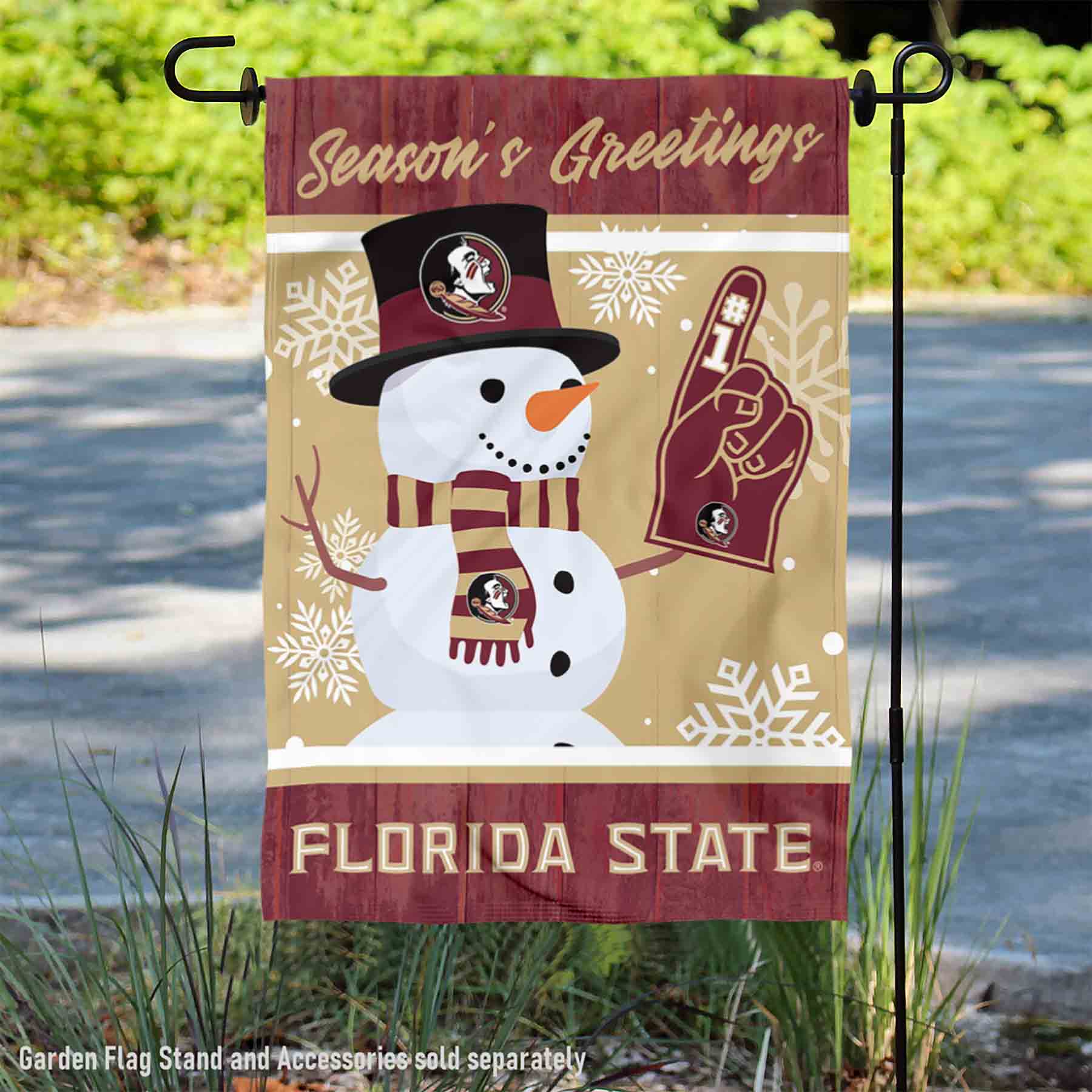 Florida State Seminoles Holiday Winter Snow Garden Flag and Yard Banner ...