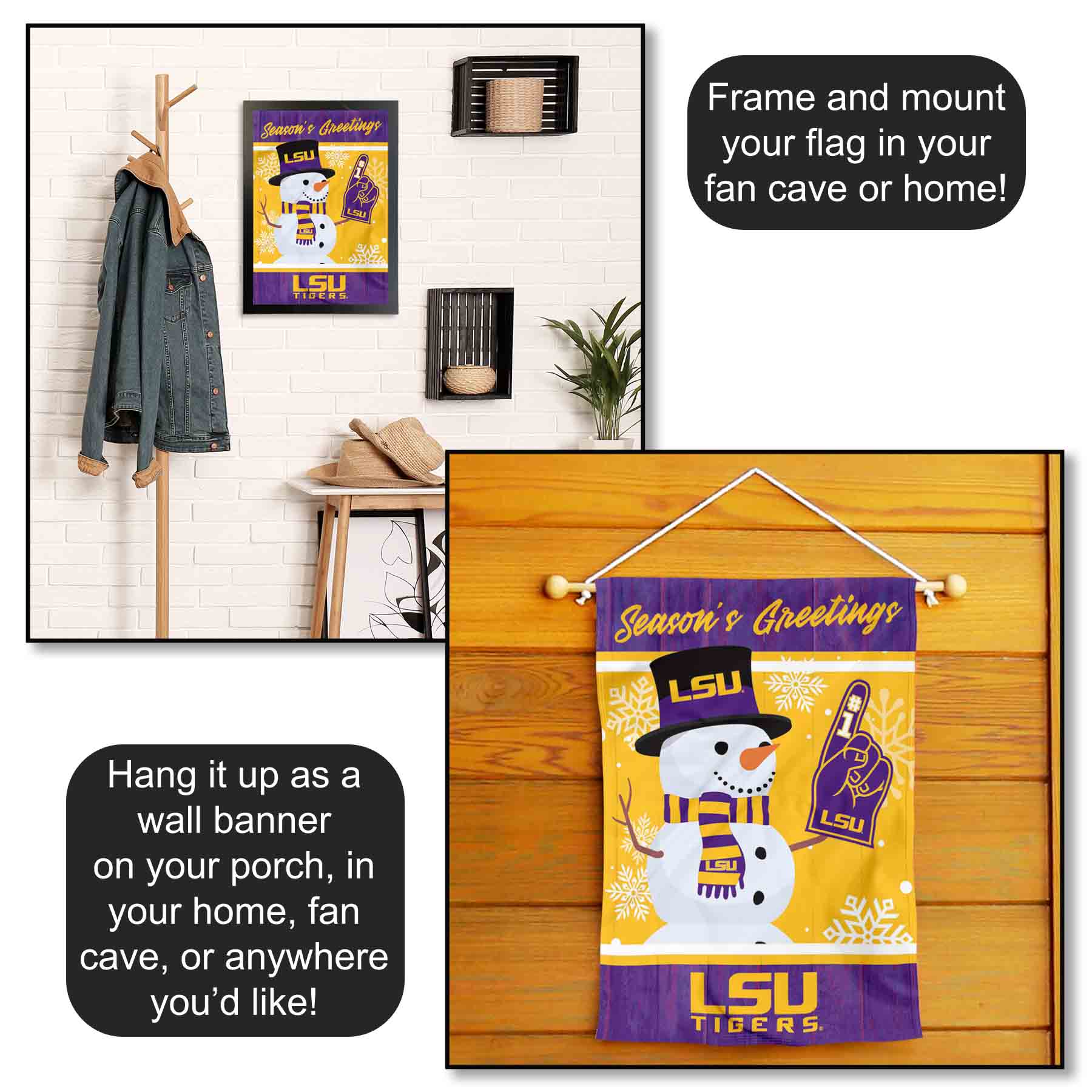 Louisiana State LSU Tigers Holiday Winter Snow Garden Flag and Yard ...