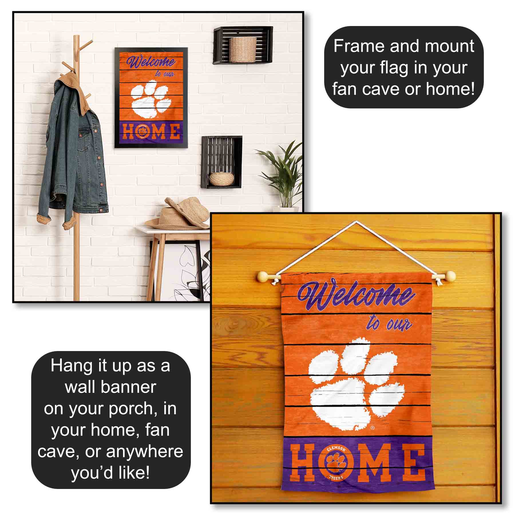 Clemson Tigers Welcome To Our Home Garden Flag and Yard Banner ...