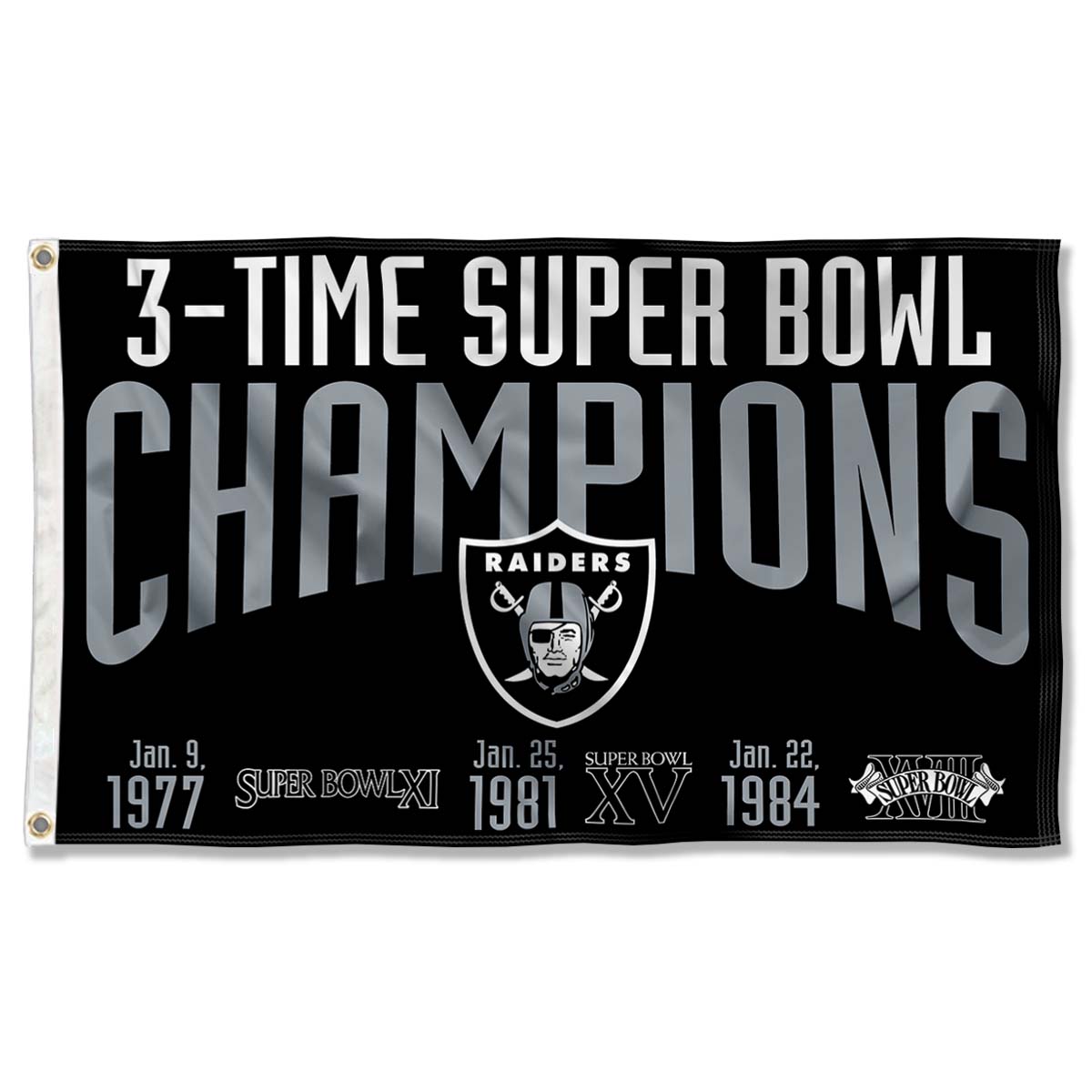 Las Vegas Raiders 3 Time Super Bowl Champions 3x5 Banner Flag ...
