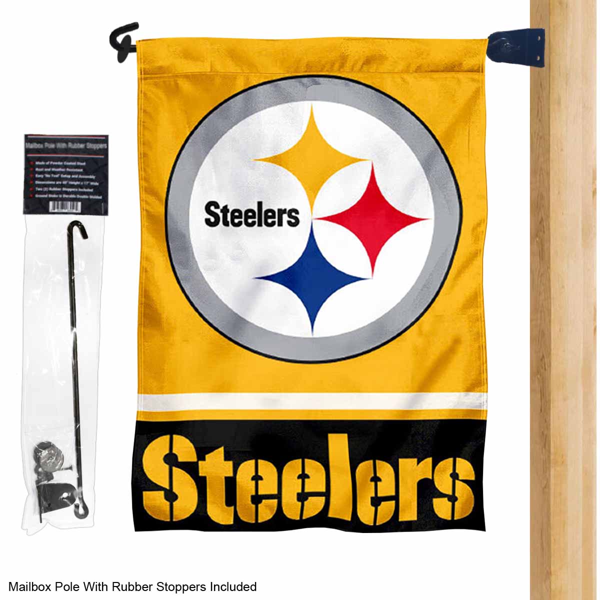 Pittsburgh Steelers Gold Garden Flag and Mailbox Post Pole Mount ...